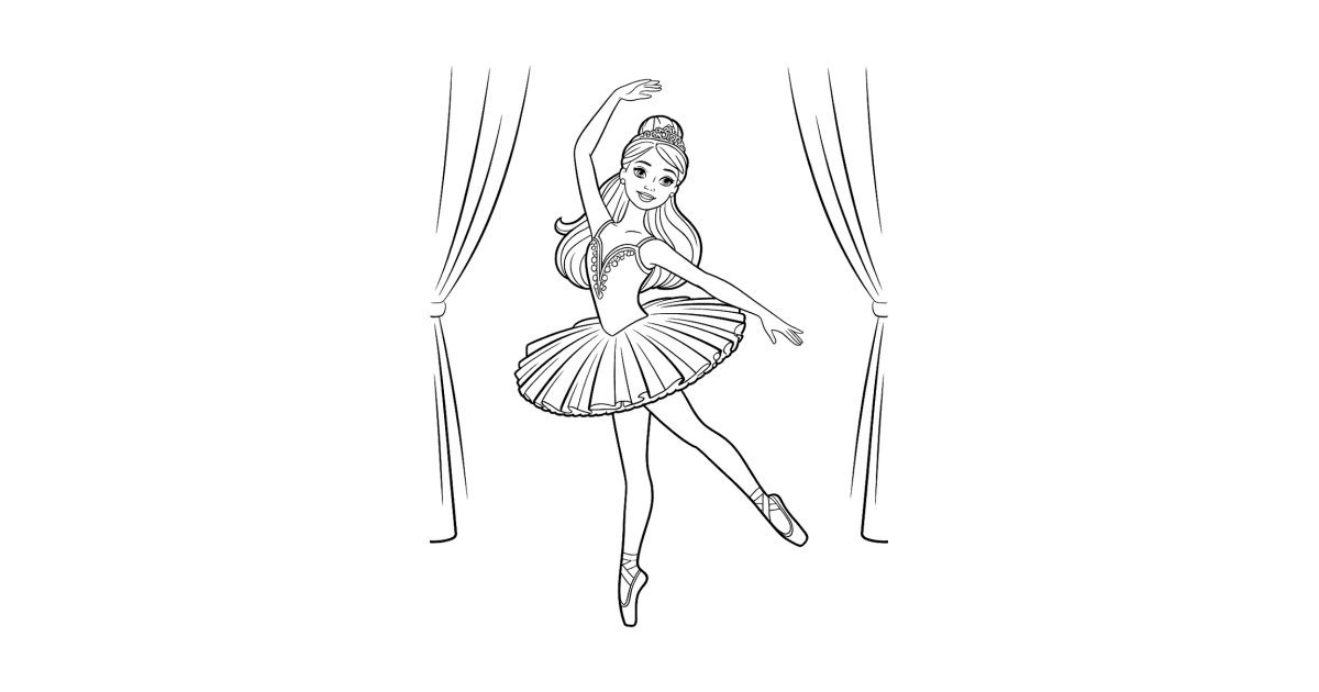 Barbie kleurplaat ballerina | Gratis Printen | Minipret