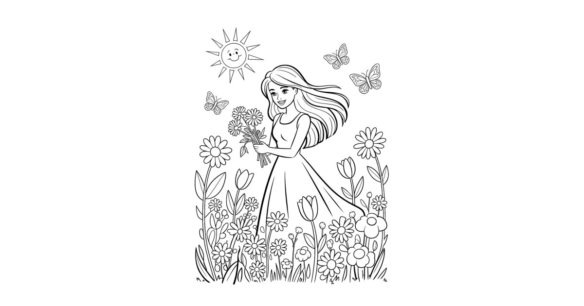 Barbie theefeest kleurplaat — Gratis printen | Minipret