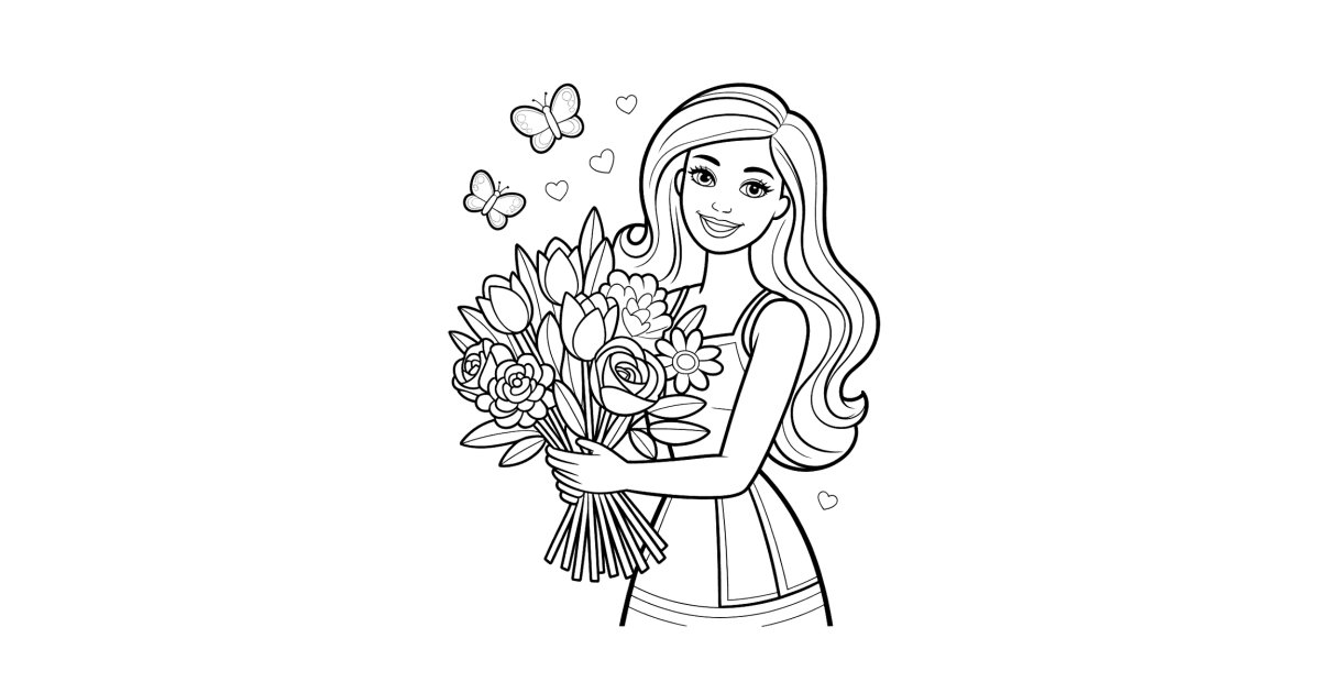 Barbie theefeest kleurplaat — Gratis printen | Minipret