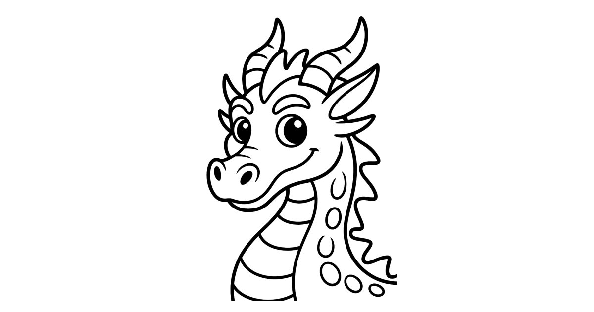 Draak portret kleurplaat — Gratis printen | Minipret