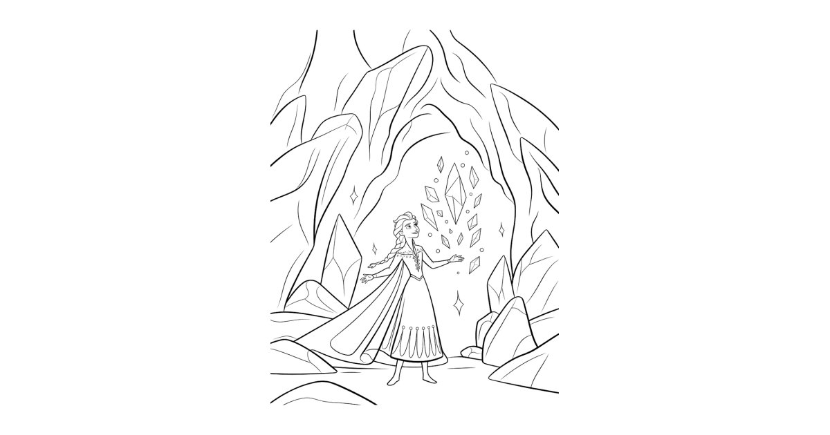 Elsa kleurplaat Ahtohallan ijsgrot Frozen | Gratis | Minipret