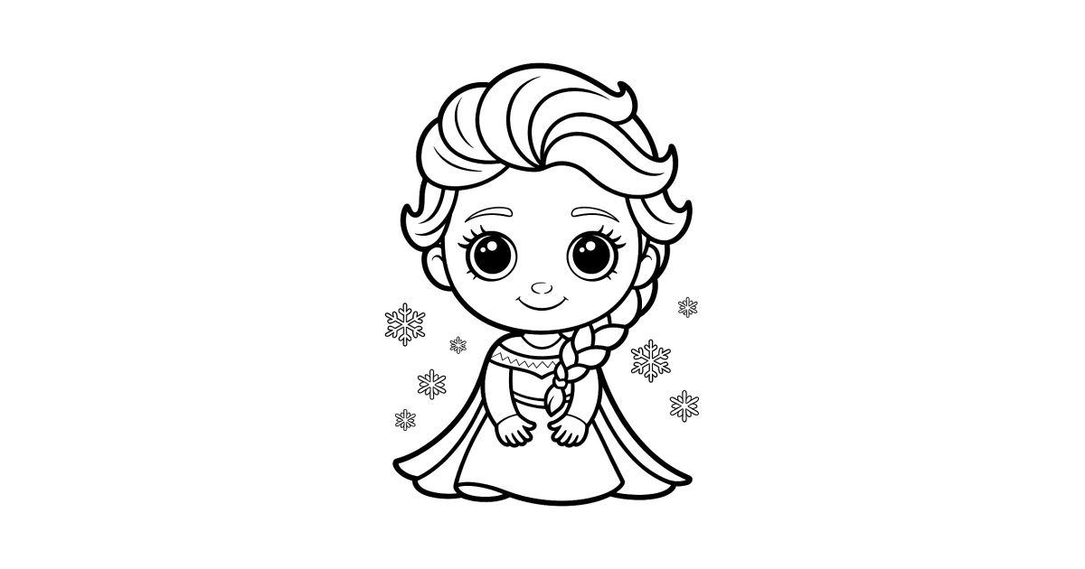 Elsa kleurplaat baby chibi schattig | Gratis printen | Minipret
