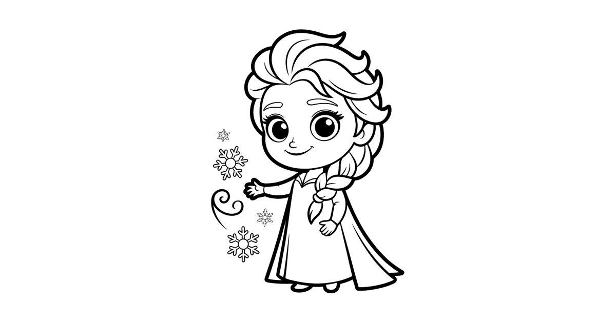 Elsa kleurplaat chibi klein | Gratis printen | Minipret