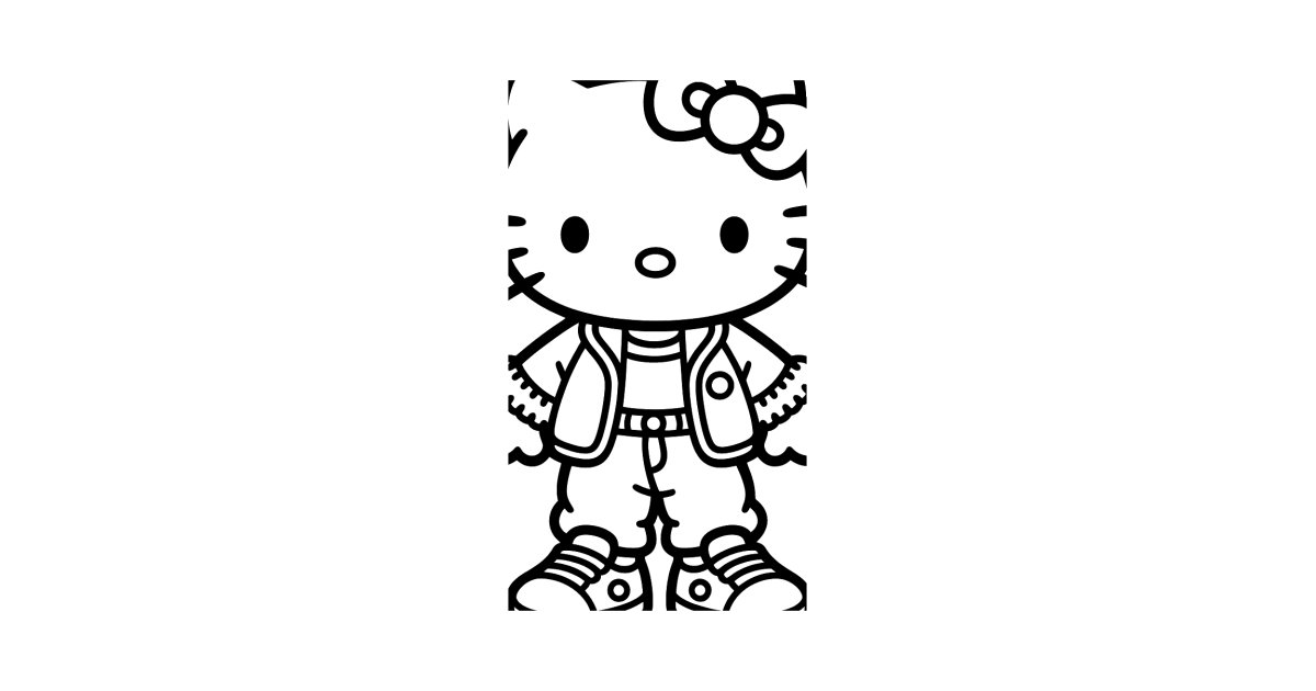 Hello Kitty retro outfit kleurplaat — Gratis printen | Minipret