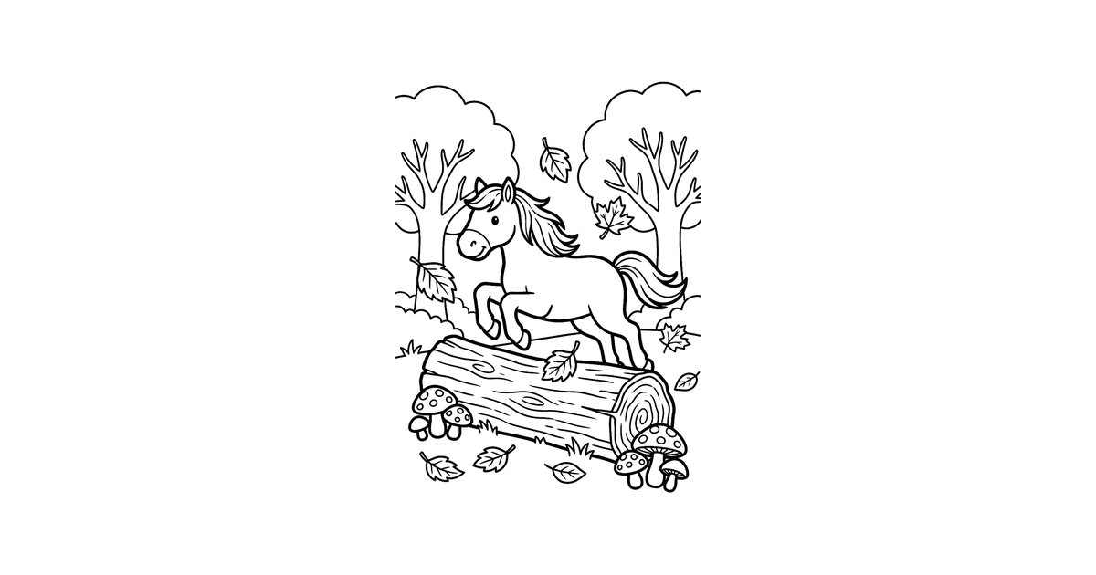 Paard en hond spelen samen kleurplaat — Gratis printen | Minipret