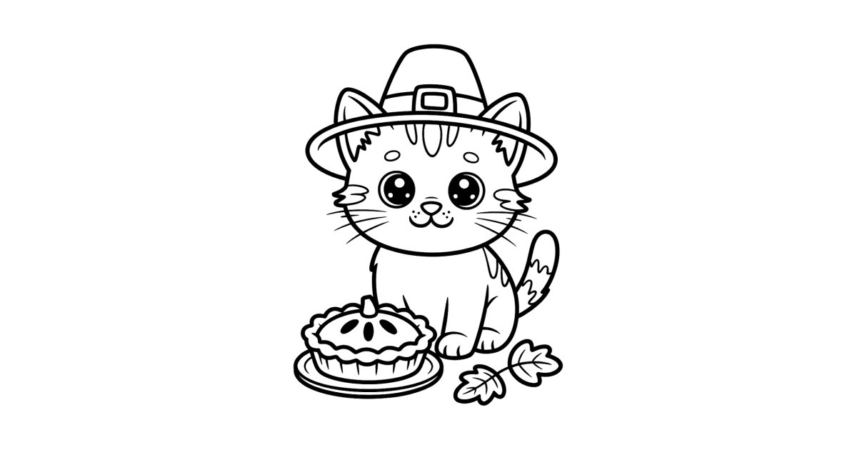 Pluizig kitten speelt met veer kleurplaat — Gratis | Minipret