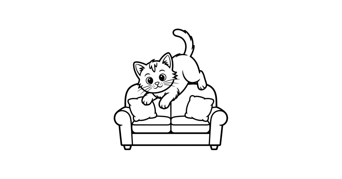 Gestreept kitten kleurplaat — Gratis printen | Minipret