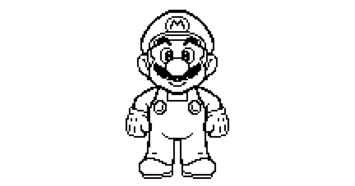 Mario als 8-bit pixel kleurplaat — Gratis printen | Minipret