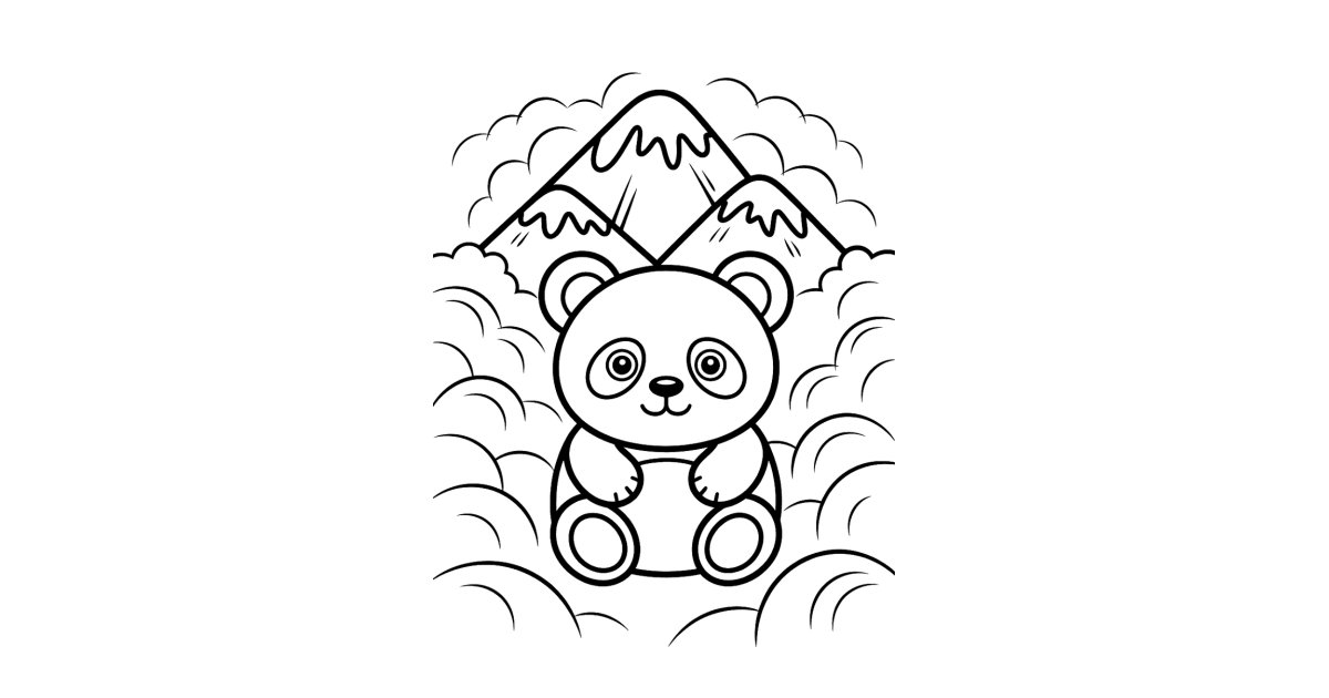 Panda met een groot hart kleurplaat — Gratis printen | Minipret