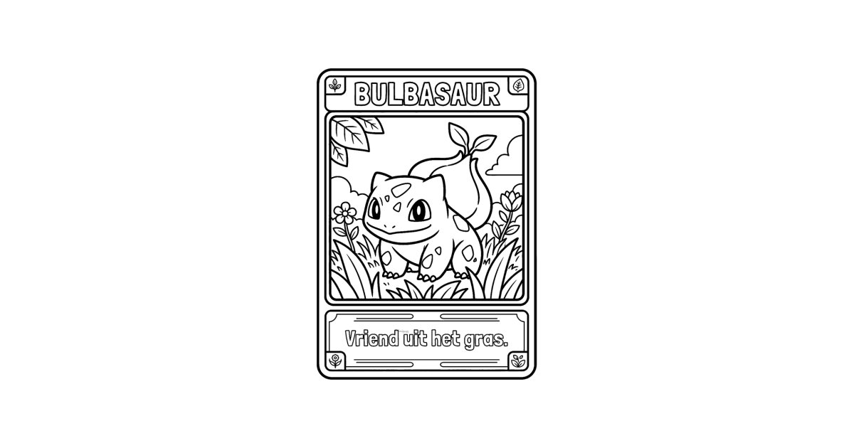 Bulbasaur Pokémon kaart kleurplaat | Gratis printen | Minipret