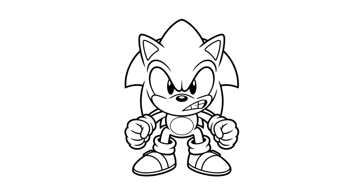 Sonic kleurplaat boze blik | Gratis printen | Minipret