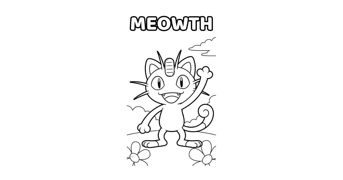 Team Rocket Meowth kleurplaat | Gratis Printen | Minipret