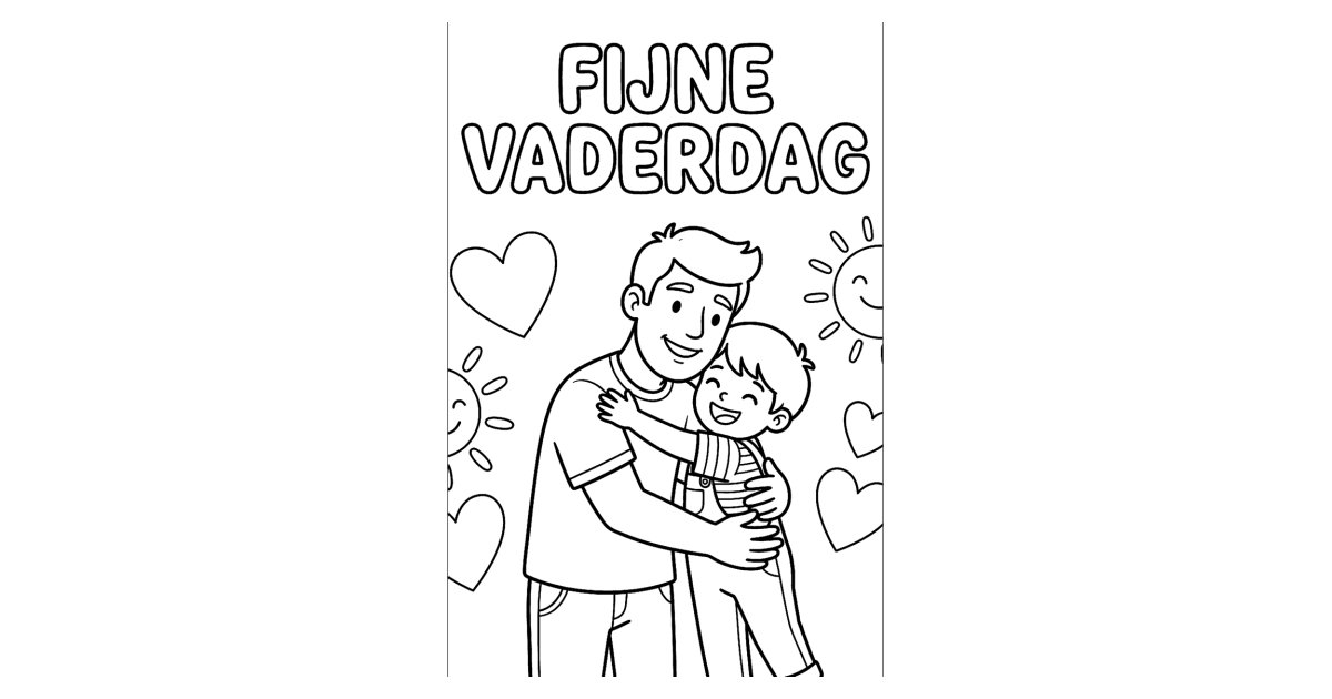 Vader en Kind Geven Elkaar een Knuffel met Tekst Fijne Vaderdag Vaderd