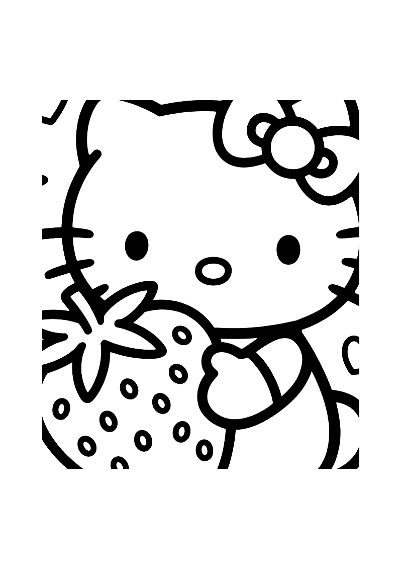 Hello Kitty en de reuzenaardbei kleurplaat — Gratis printen | Minipret