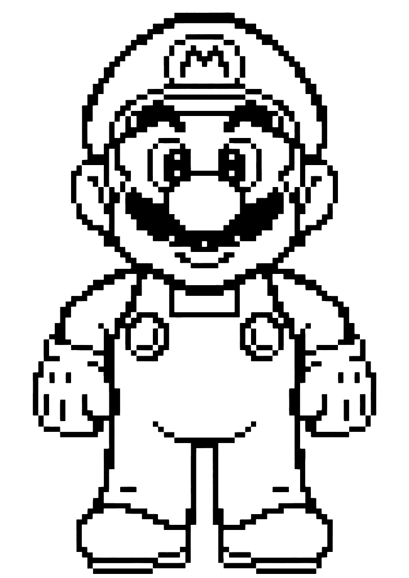 Mario als 8-bit pixel kleurplaat — Gratis printen | Minipret
